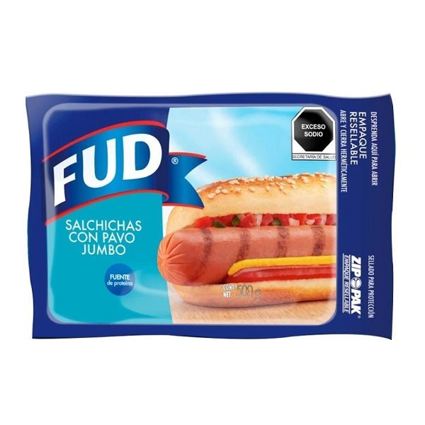 SALCHICHA JUMBO DE PAVO FUD [3009] : Comercial Treviño