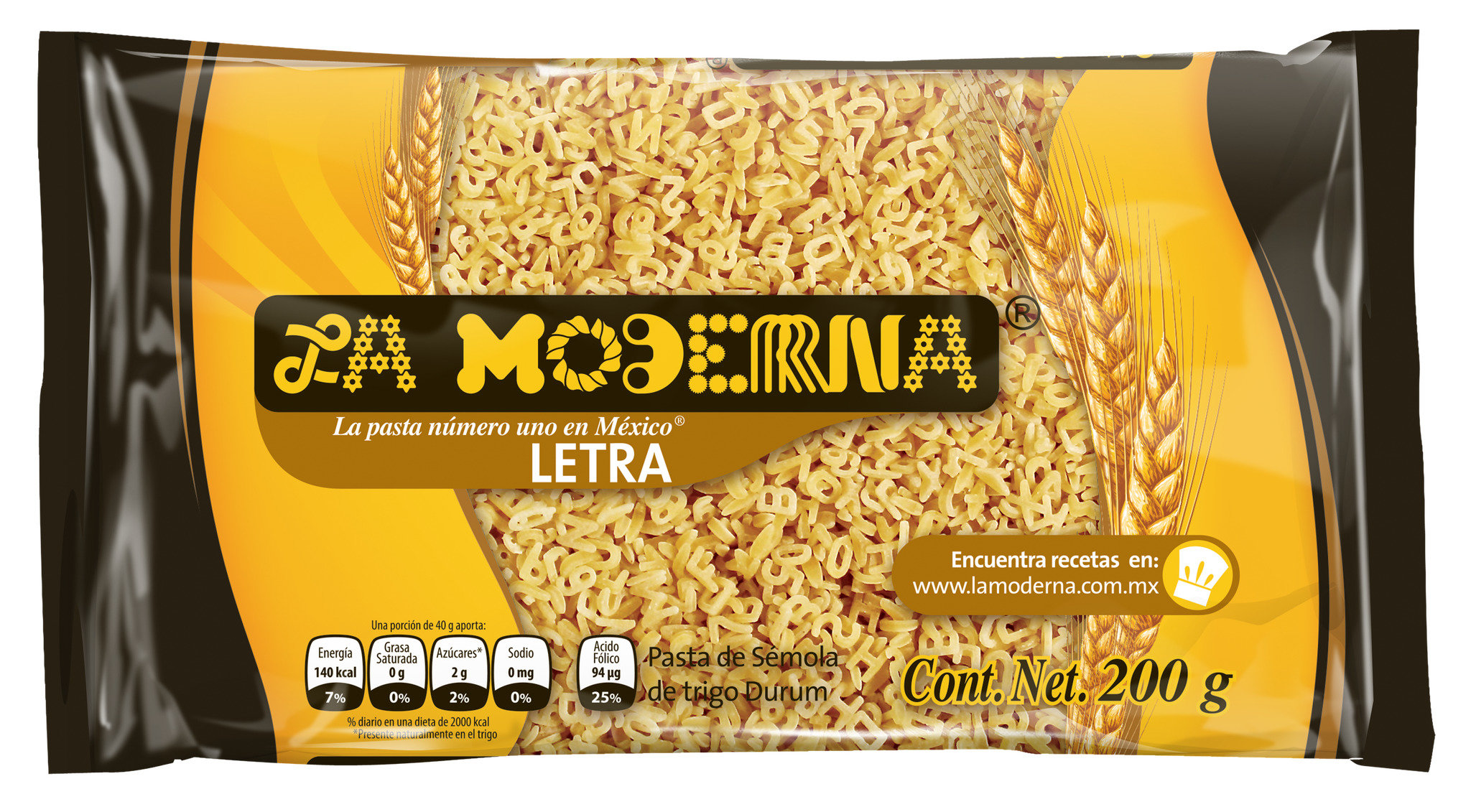 PASTA LA MODERNA 200 GR LETRAS [4281] : Comercial Treviño