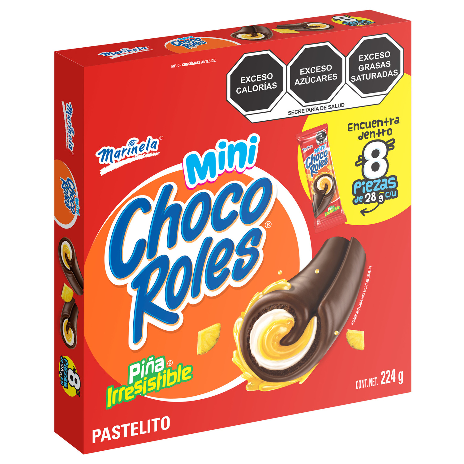 MINI CHOCO ROLES PAQ 224 GR C/8 PZ [5436] : Comercial Treviño